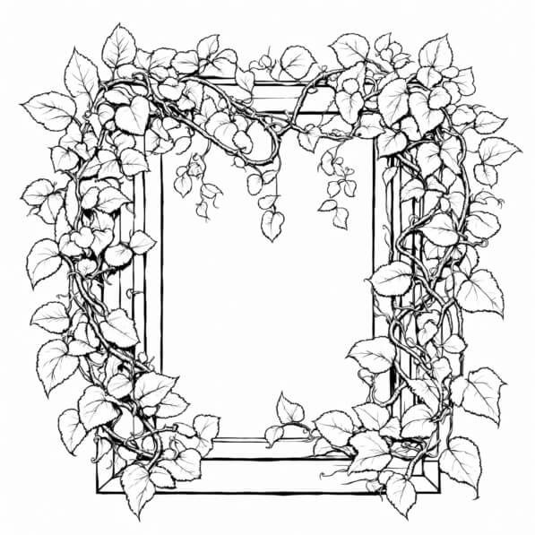 Download Intricate Frame with Vines and Leaves Coloring pages Online ...