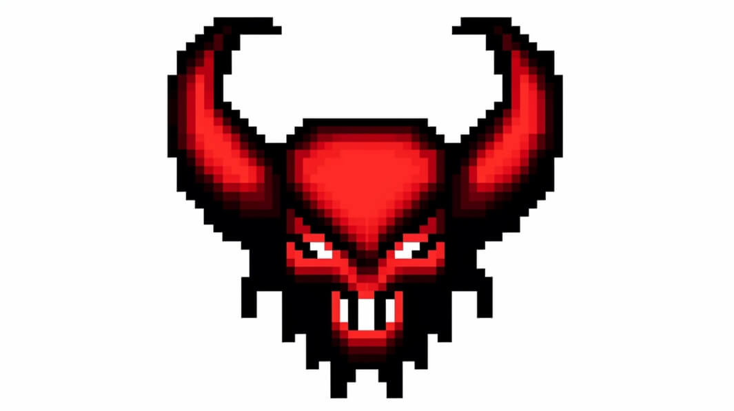 Download Red Bull Skull in Pixel Art Style Backgrounds Online ...