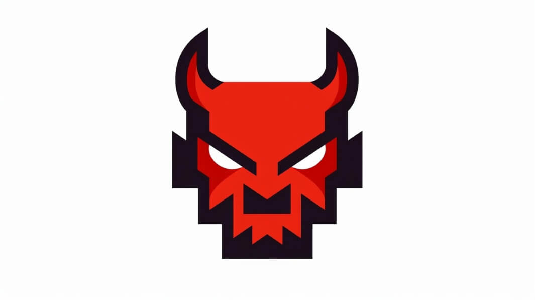 Download Stylized Devil Face Logo in Red and Black Backgrounds Online ...