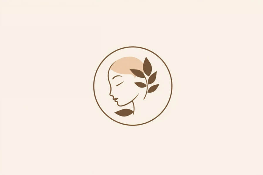 Download Minimalist Woman's Profile Logo with Leaves Backgrounds Online ...