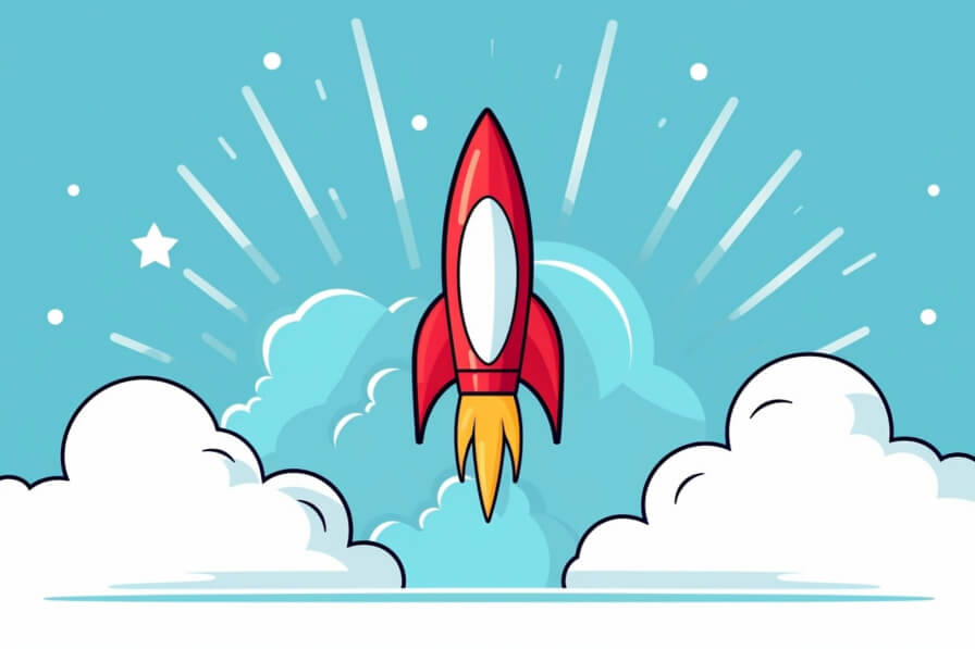 Scarica Razzo stilizzato che decolla in un cielo blu brillante Sfondi ...