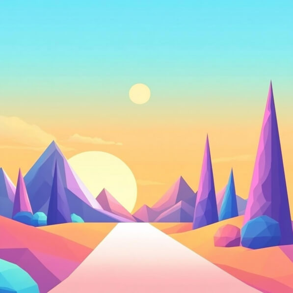 Download Stylized Abstract Landscape with Mountains and Road ...
