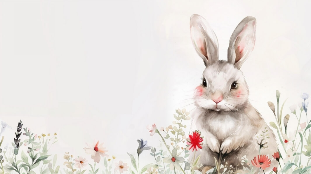 Descarga Conejo rodeado de flores Fondos En Línea - Creative Fabrica