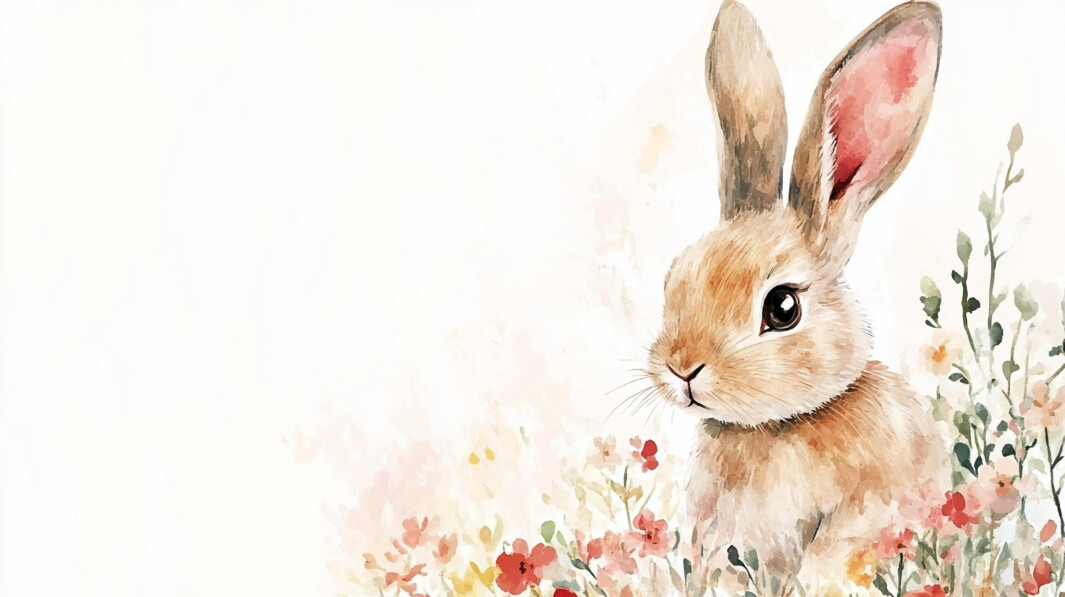 Download Illustrated Rabbit Surrounded by Flowers Backgrounds Online ...