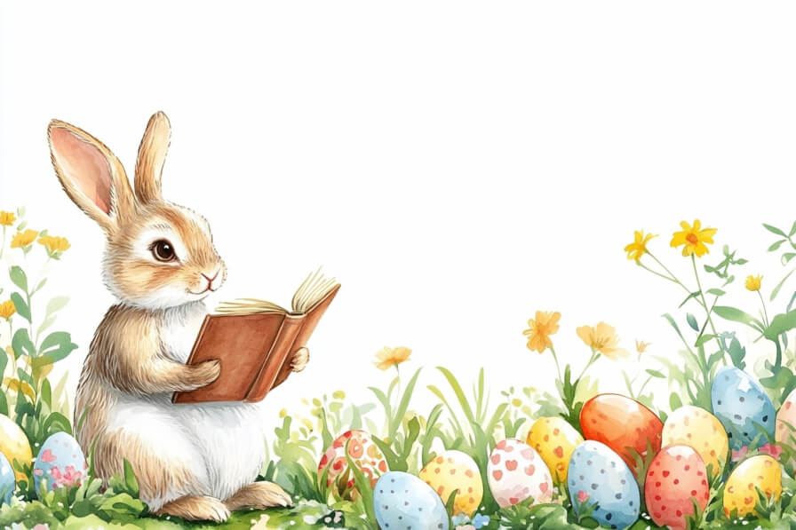 Download Easter Bunny Reading in a Colorful Garden Backgrounds Online ...