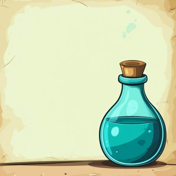 Download Cartoon Glass Potion Bottle filled with Blue Liquid ...