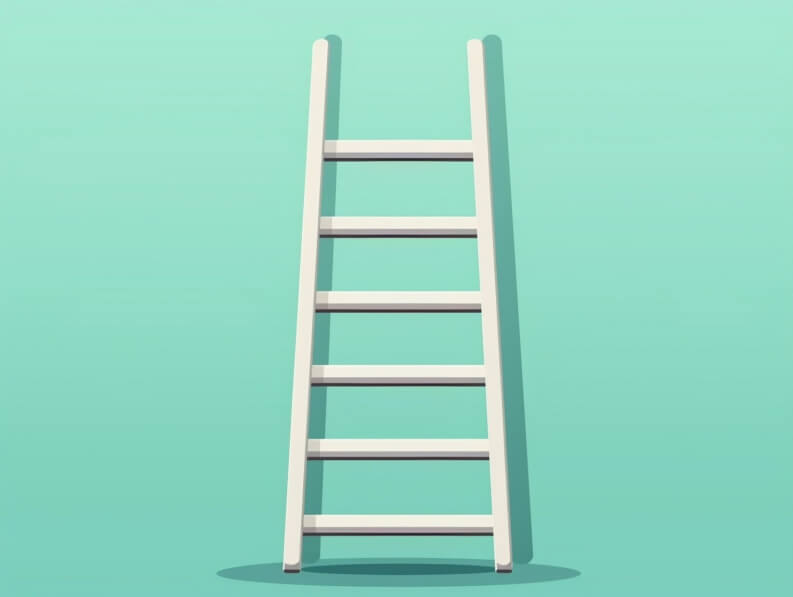 Download Minimalist Wooden Ladder Against Teal Background Backgrounds ...