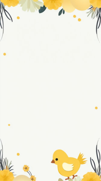 Scarica Illustrazione a tema primaverile con un pulcino e fiori Sfondi ...