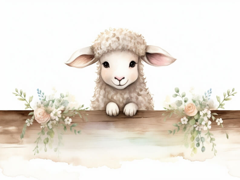 Download Adorable Lamb with Floral Decorations Backgrounds Online ...