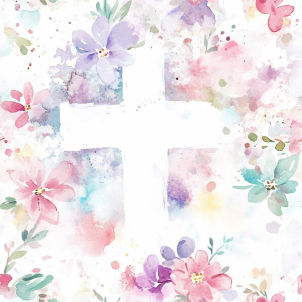 Baixe Aquarela de Cruz com Flores Pastel Padrões - Creative Fabrica