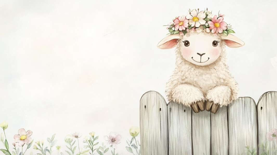 Download Whimsical Sheep with Floral Crown Backgrounds Online ...