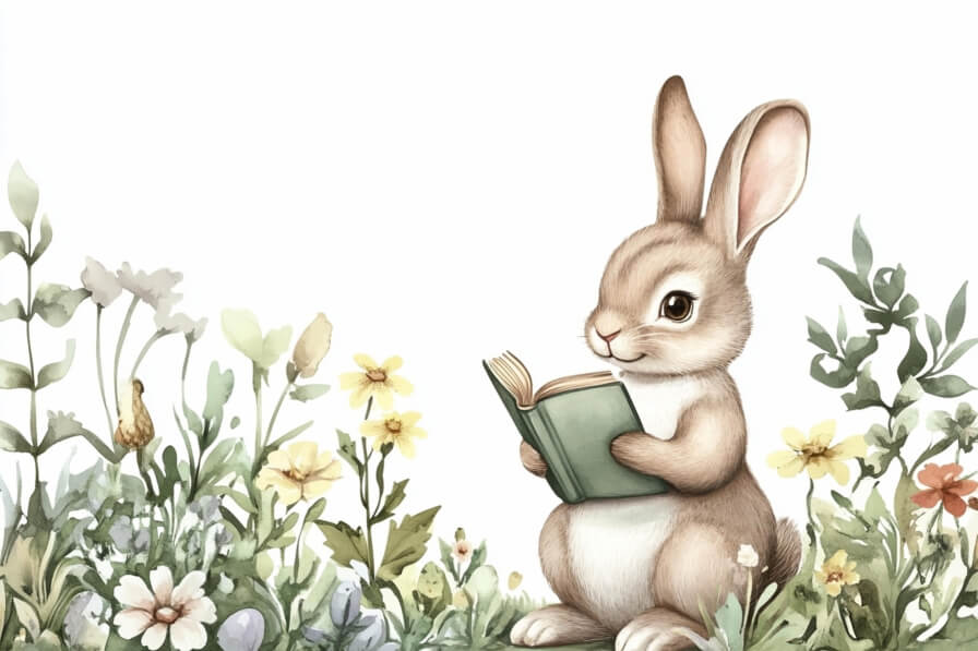 Download Rabbit Reading in a Flower Garden Backgrounds Online ...
