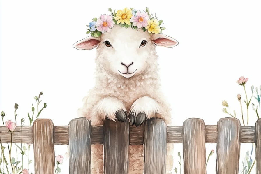 Download Whimsical Sheep with Flower Crown Backgrounds Online ...