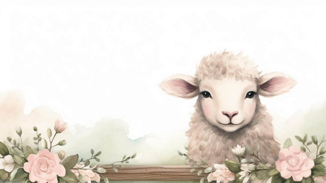 Download Cute Fluffy Lamb with Flowers Backgrounds Online - Creative ...