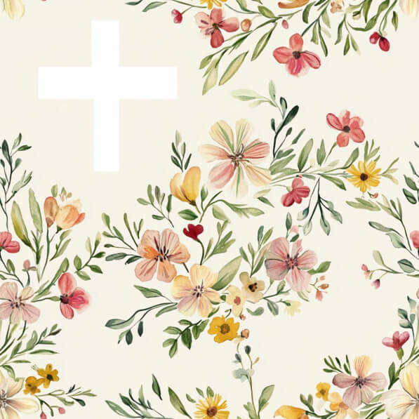 Download Floral Pattern with White Cross Patterns Online - Creative Fabrica