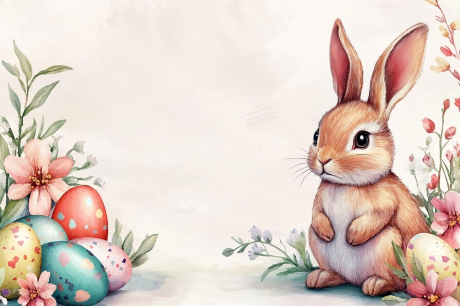 Descarga Conejo de Pascua lindo con huevos coloridos Fondos En Línea ...