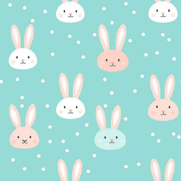 Download Whimsical Rabbit Pattern on Teal Background Patterns Online ...