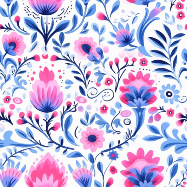 Download Vibrant Floral Pattern in Pink and Blue Patterns Online ...