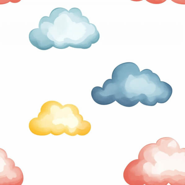 Descarga Nubes Coloridas sobre Fondo Blanco Patrones En Línea - Creative Fabrica