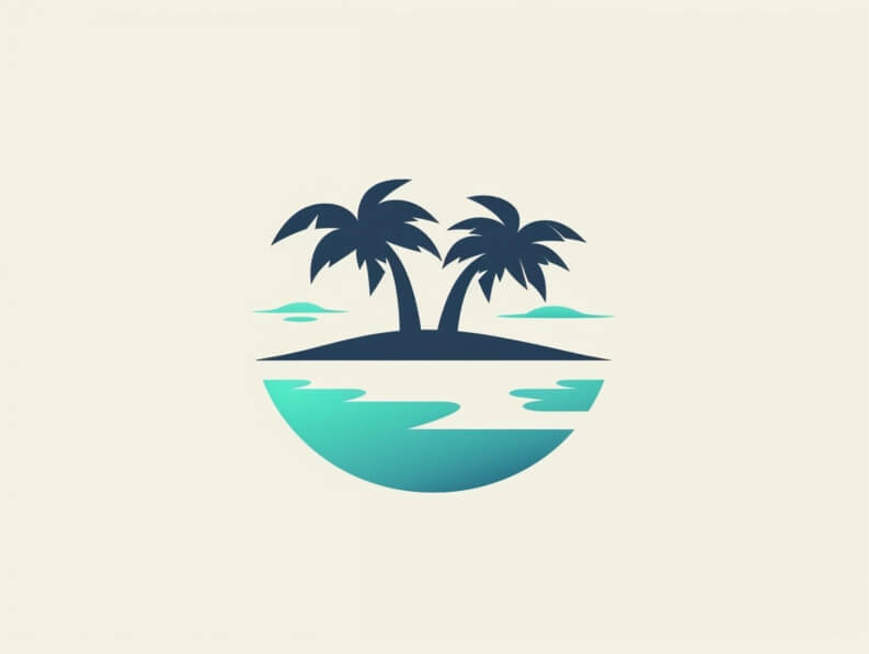 Scarica Isola stilizzata con palme Sfondi Online - Creative Fabrica