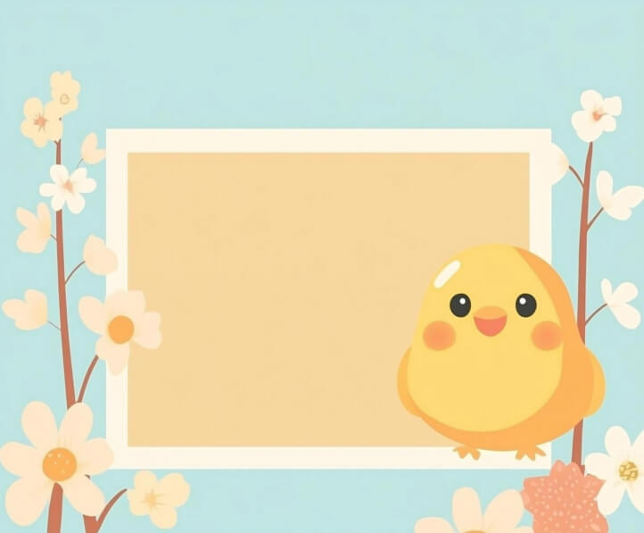 Download Cute Cartoon Chick with Floral Frame Backgrounds Online ...