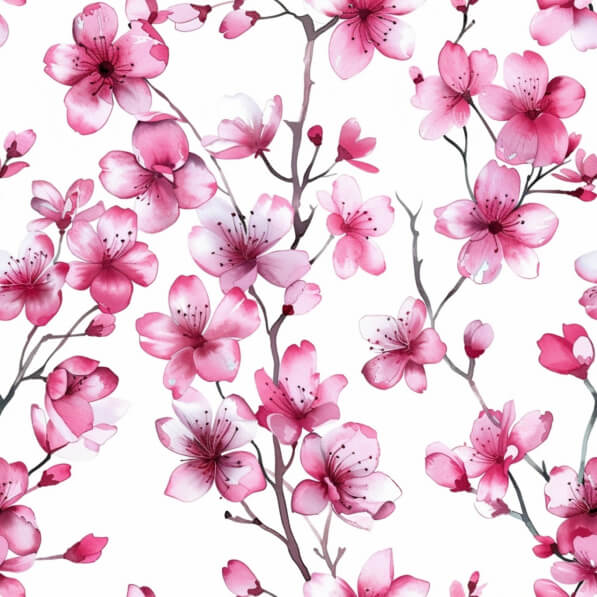 Download Elegant Pink Cherry Blossoms on White Background Patterns ...