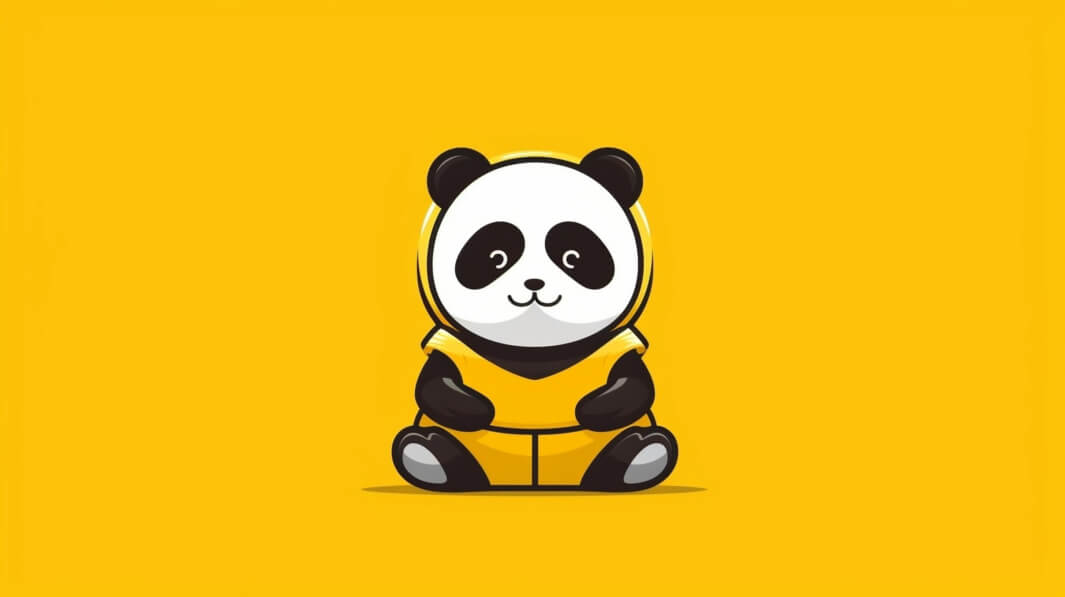Download Cartoon Panda Sitting on a Yellow Background Backgrounds ...