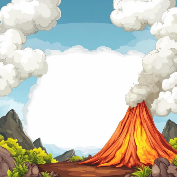 Descarga Volcán de dibujos animados erupcionando con lava y nubes ...