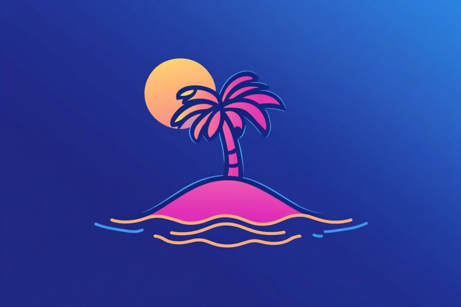 Download Stylized Tropical Island with Palm Tree Backgrounds Online ...