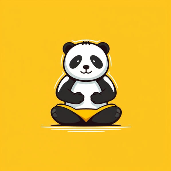 Download Cute Cartoon Panda Sitting on a Yellow Background Backgrounds ...