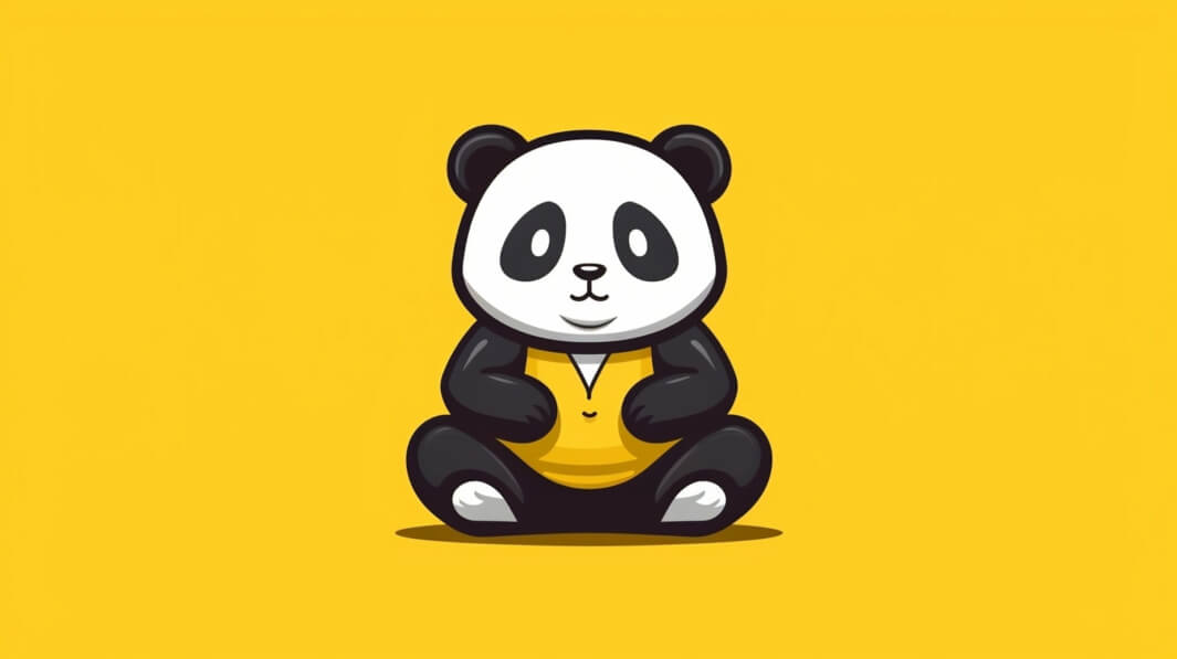 Descarga Panda de dibujos animados sentado sobre fondo amarillo Fondos ...