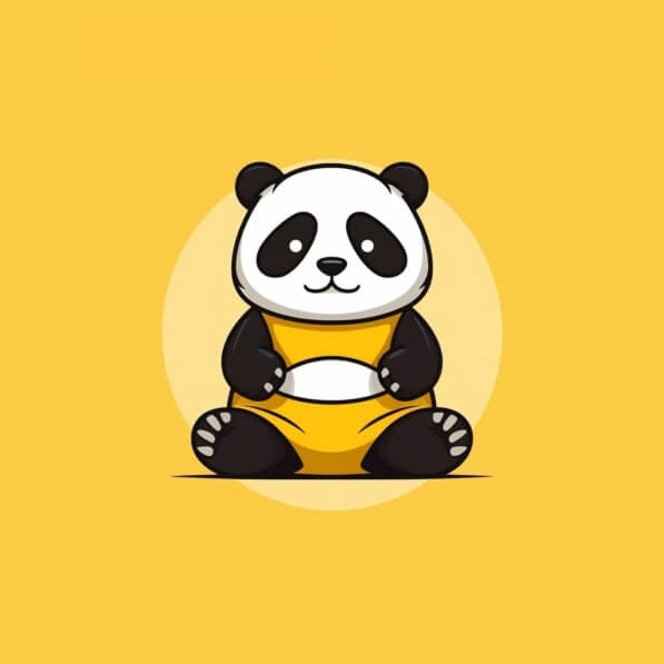 Download Cute Cartoon Panda on Yellow Background Backgrounds Online ...