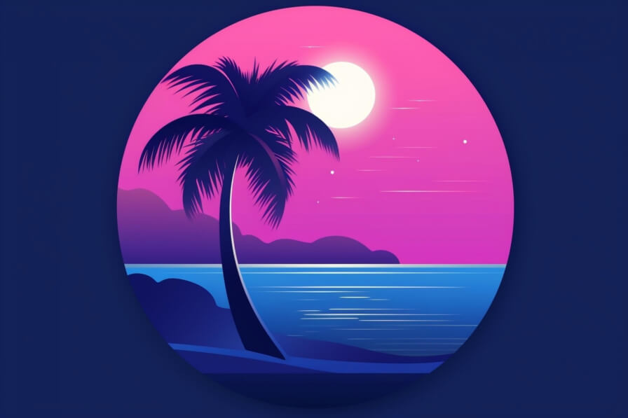 Download Stylized Sunset with Palm Tree Backgrounds Online - Creative ...