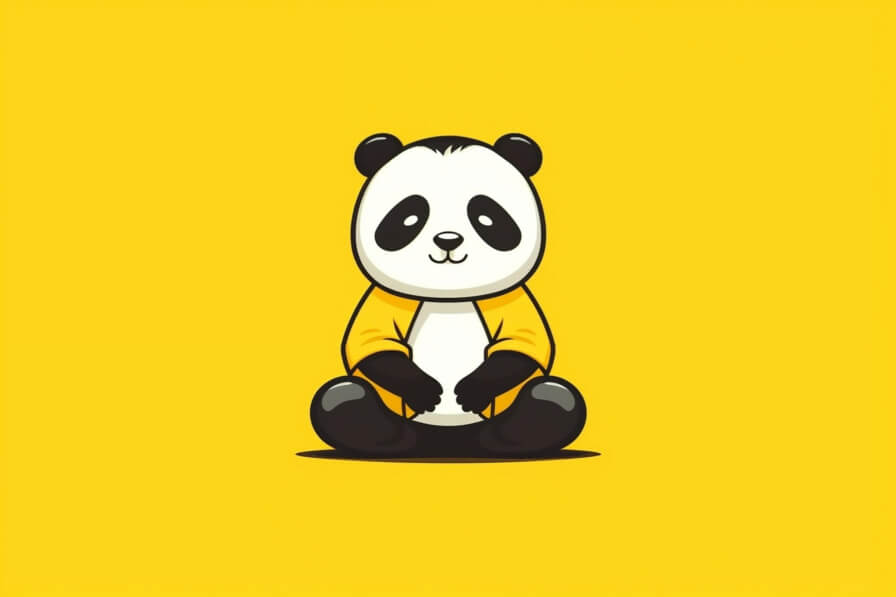 Descarga Personaje de panda de dibujos animados sentado sobre un fondo ...