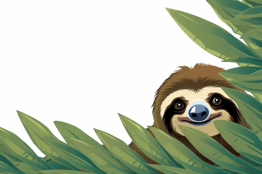 Download Cheerful Sloth Behind Lush Green Leaves Backgrounds Online ...