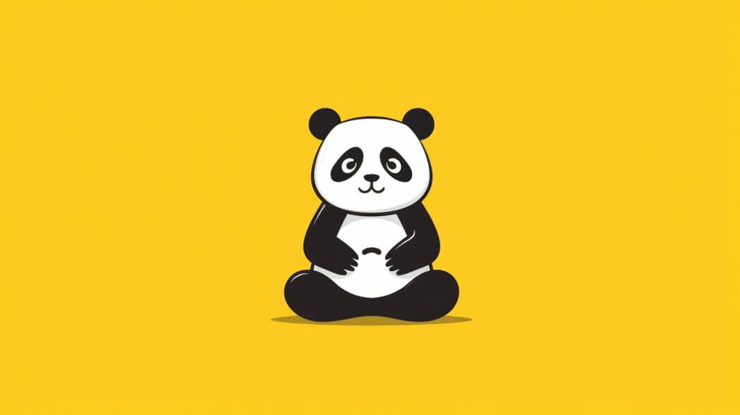 Download Cute Cartoon Panda on Yellow Background Backgrounds Online ...