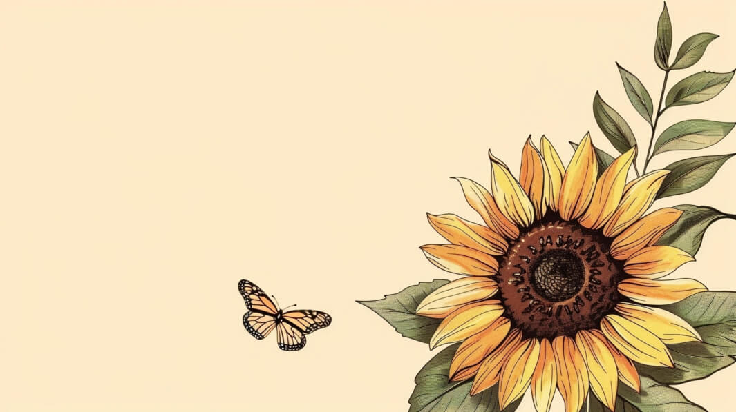 Download Illustration of a sunflower and butterfly Backgrounds Online ...