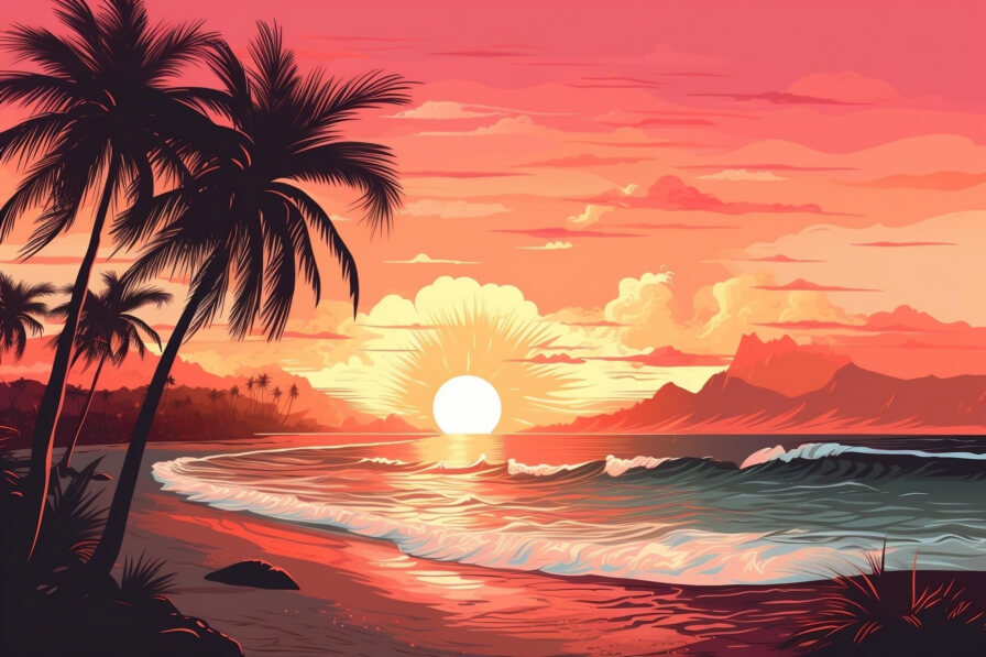 Baixe Cenário de Praia ao Pôr do Sol Tropical Backgrounds - Creative ...