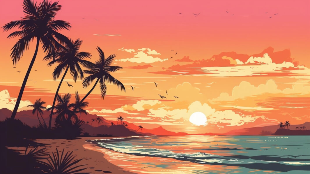 Download Tropical Beach Sunset Backgrounds Online - Creative Fabrica