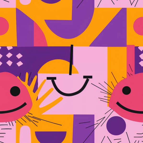 Download Colorful Abstract Design with Smiling Faces Patterns Online ...