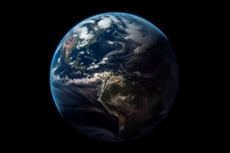 Download Black and White Image of Earth from Space with Sun Shining ...