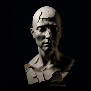 Colorful Face Paint Artwork of a Contemplative Woman stock photo ...