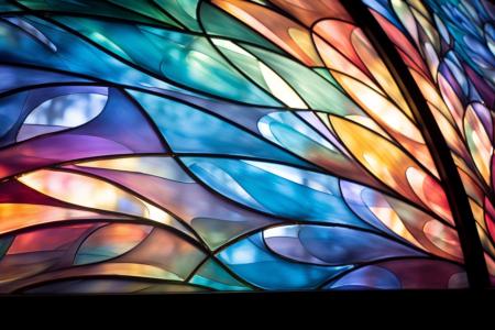 Vibrant Stained Glass Window with Abstract Multicolored Design stock ...