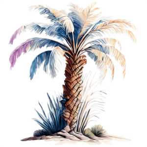 Download Striped Palm Tree on Rocky Terrain PNG Online - Creative Fabrica