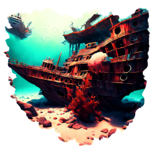 Download Stunning Image of a Sunken Shipwreck Covered in Seaweeds PNG ...