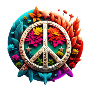 Download Colorful Flower and Leaf Peace Sign PNG Online - Creative Fabrica
