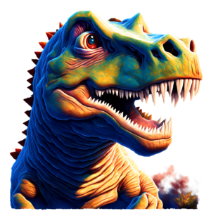 Download Colorful Dinosaur Roaring with Open Mouth and Sharp Teeth PNG ...