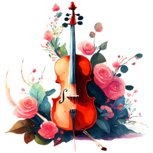 Download Red Cello with Pink Roses PNG Online - Creative Fabrica