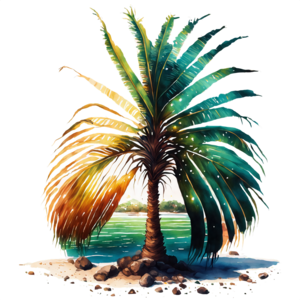 Download Palm Tree on a Secluded Sandy Beach PNG Online - Creative Fabrica