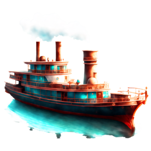 Download Red and White Steamboat on Calm Waters PNG Online - Creative ...